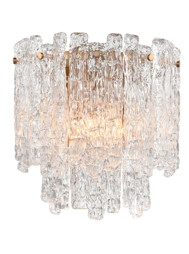 ICL Aged Brass & Ice Cubed 2 Light Refract Wall Light - ID 13233 – The ...