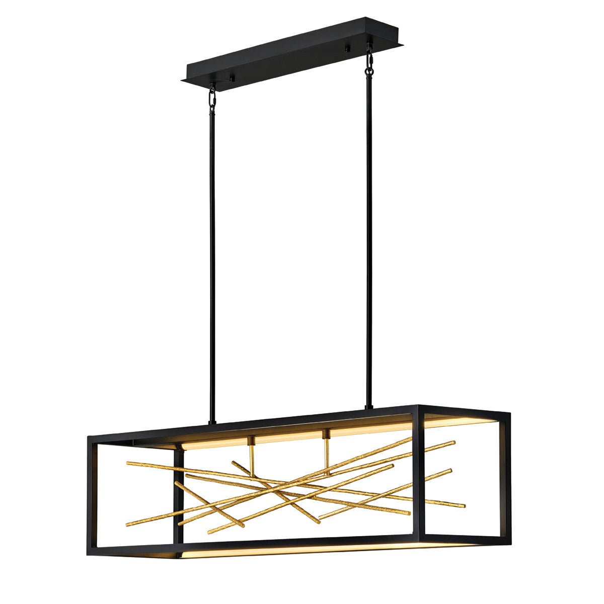 STX Black Metal & Guided Gold Integrated LED Over Table Pendant - ID 1 ...