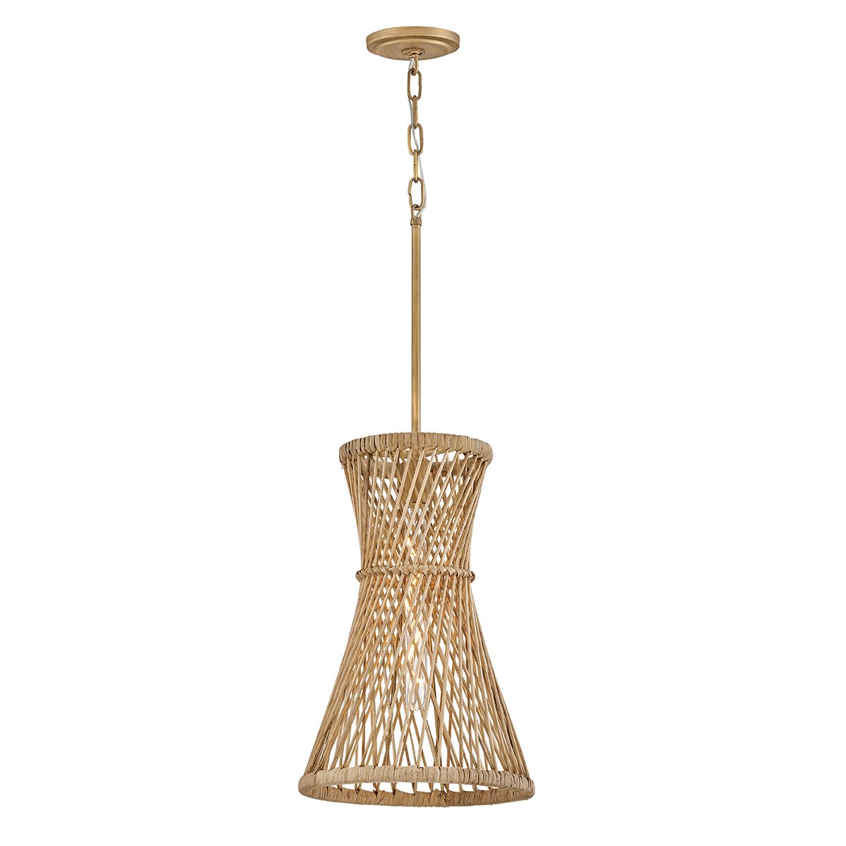 TWY Natural Rattan Reed Handwoven Single Pendant in Burnished Gold - I ...