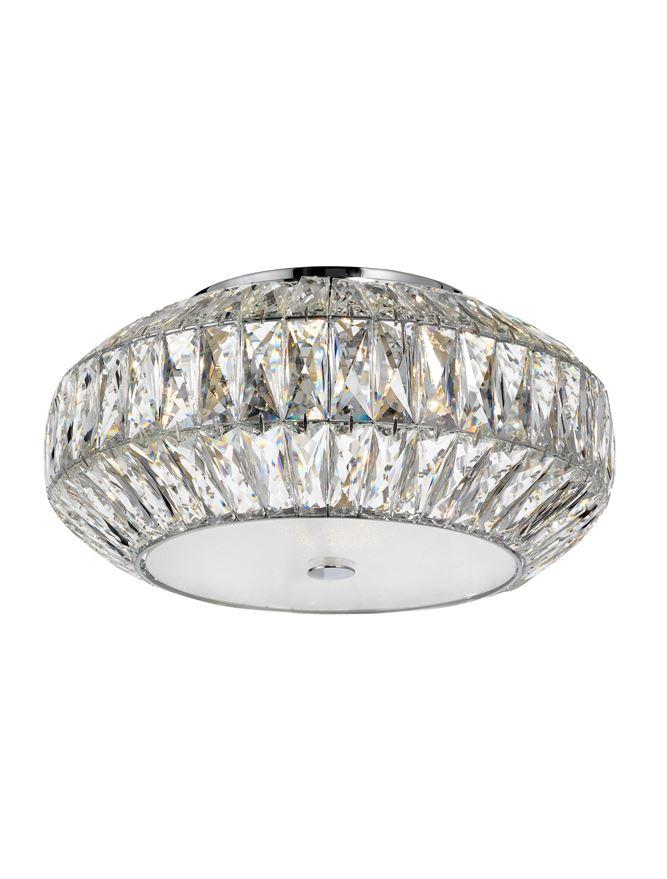 VAL Crystal & White Glass 6 Lamp Flush Ceiling Light - ID 10568 – The ...