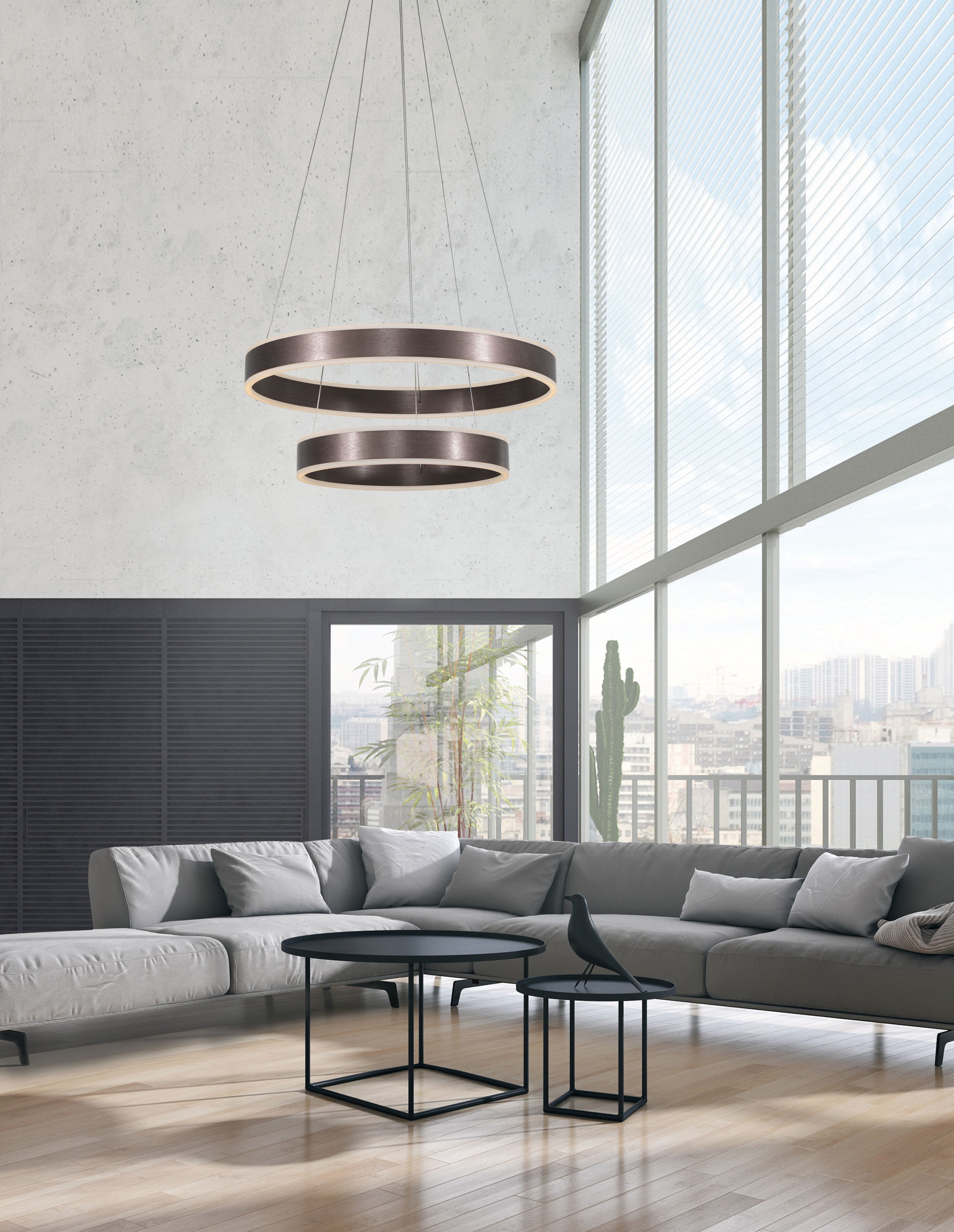 Ador Double Bronze Hoop LED Pendant - ID 8615 – The Lighting Centre ...