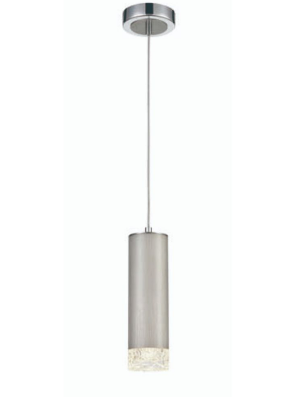 Stepton Brushed Satin Nickel & Textured Glass 1 Light Single Pendant ...